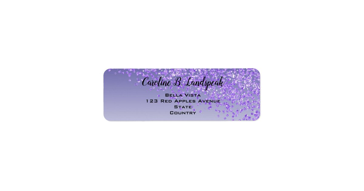 Purple Glitter Modern Gradient Return Address Label | Zazzle
