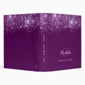 Purple glitter monogram name school office 3 ring binder | Zazzle