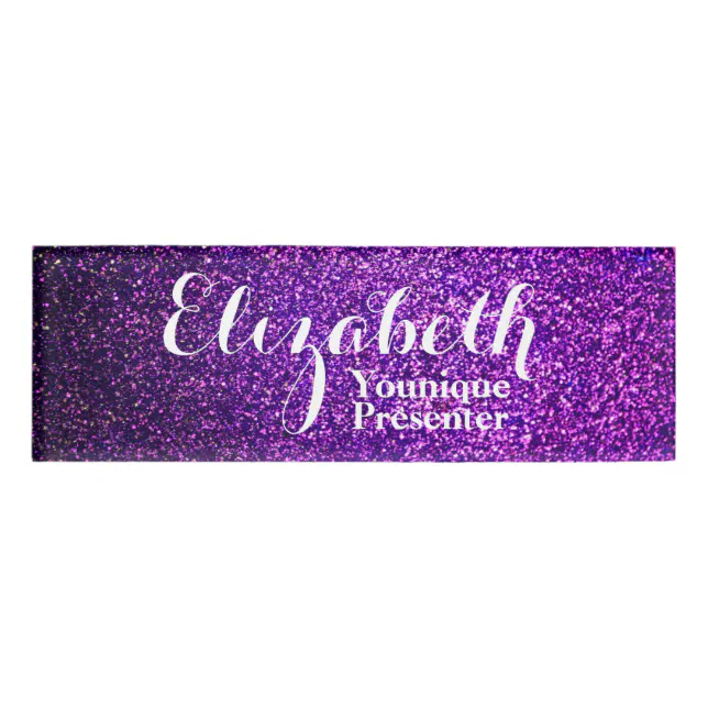 Purple Glitter Name Tag | Zazzle