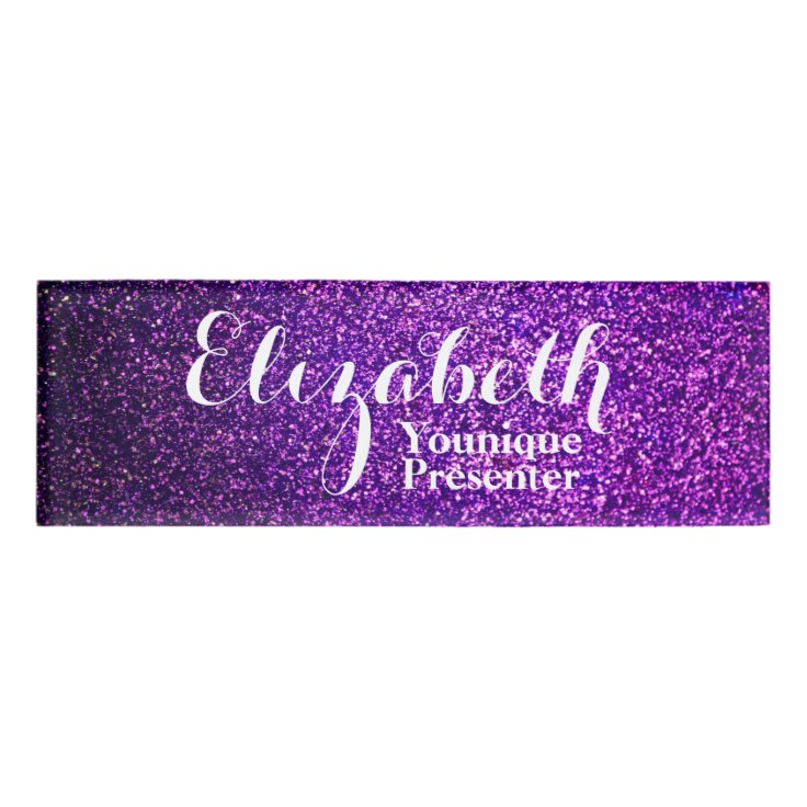 Purple Glitter Name Tag | Zazzle