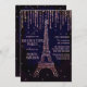 Purple Glitter Paris Eiffel Tower Graduation Party Invitation | Zazzle