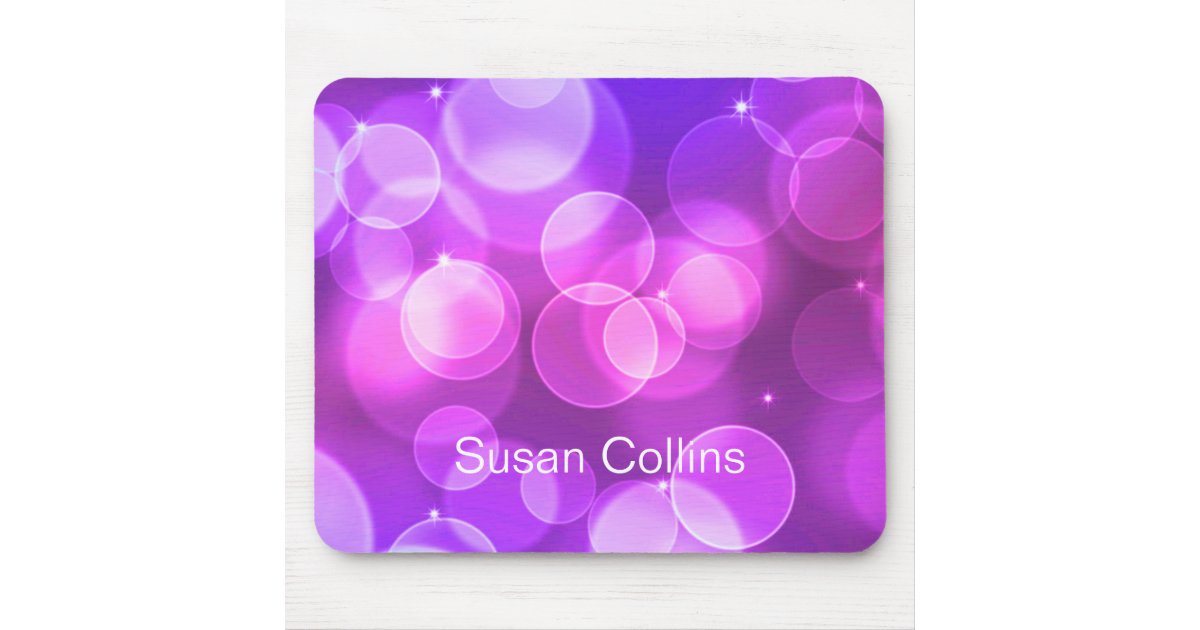 Purple Glitter Personalized Girly Mouse Pad | Zazzle