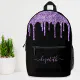 Purple Glitter Personalized Printed Backpack | Zazzle