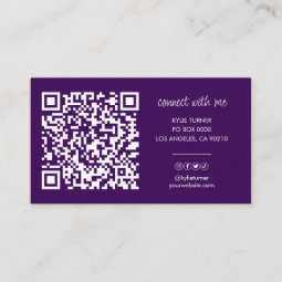 Purple Glitter | Photo | QR Code | Social Media Business Card | Zazzle