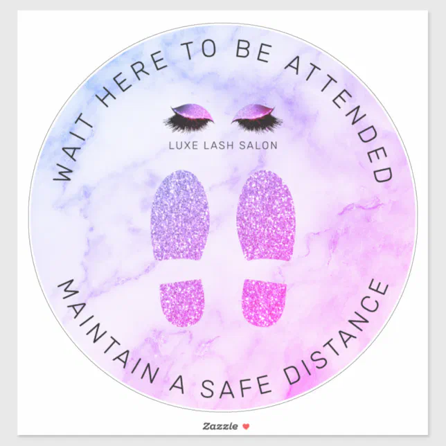 Purple Glitter Salon Distancing Floor Marker Sticker | Zazzle
