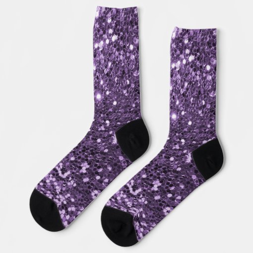 Purple Glitter Socks | Zazzle