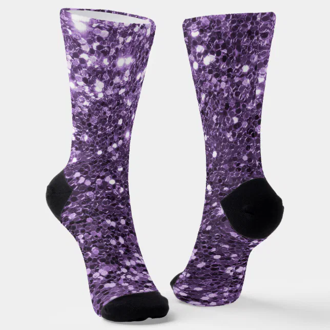 Purple Glitter Socks | Zazzle