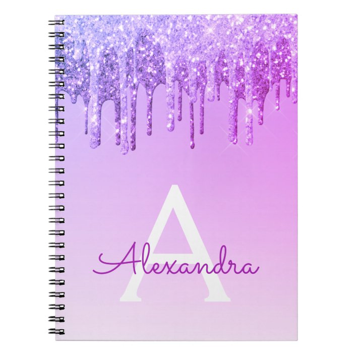 Purple Glitter Sparkle Monogram Notebook | Zazzle.com