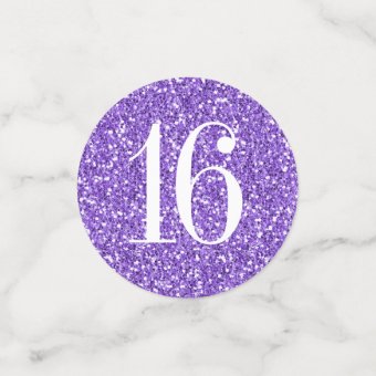 Purple Glitter Sweet 16 Custom Photo Big Table Confetti | Zazzle