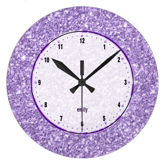 Purple Glitter Texture Print Large Clock | Zazzle.com