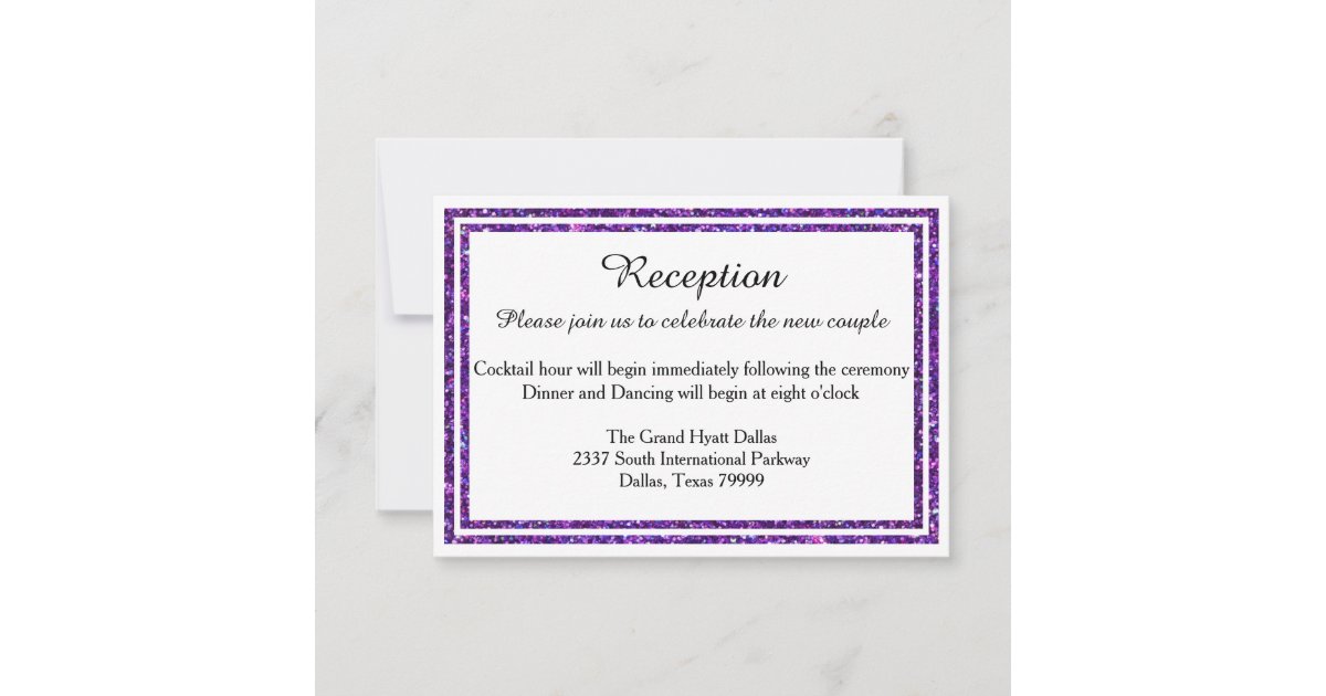 Purple Glitter Trim-Reception Invition Invitation | Zazzle