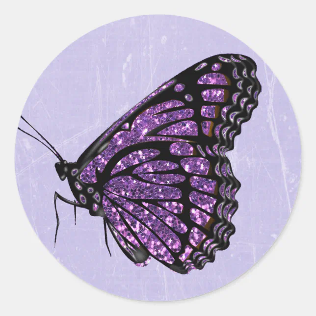 Purple Glittery Butterfly Stickers | Zazzle