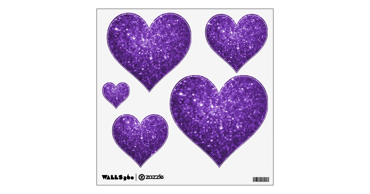 Purple Glittery Look Heart: Wall Decals | Zazzle