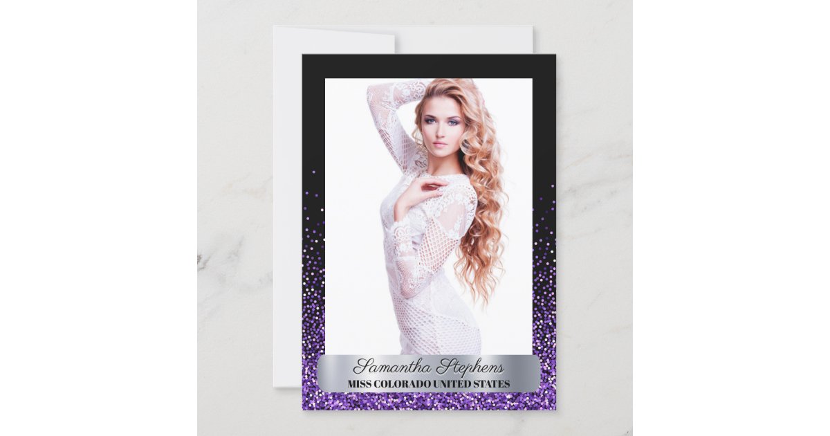 Purple Glitz Shimmer Pageant Autograph Card | Zazzle