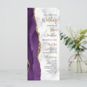 Purple Gold Agate Marble Script Wedding Program | Zazzle