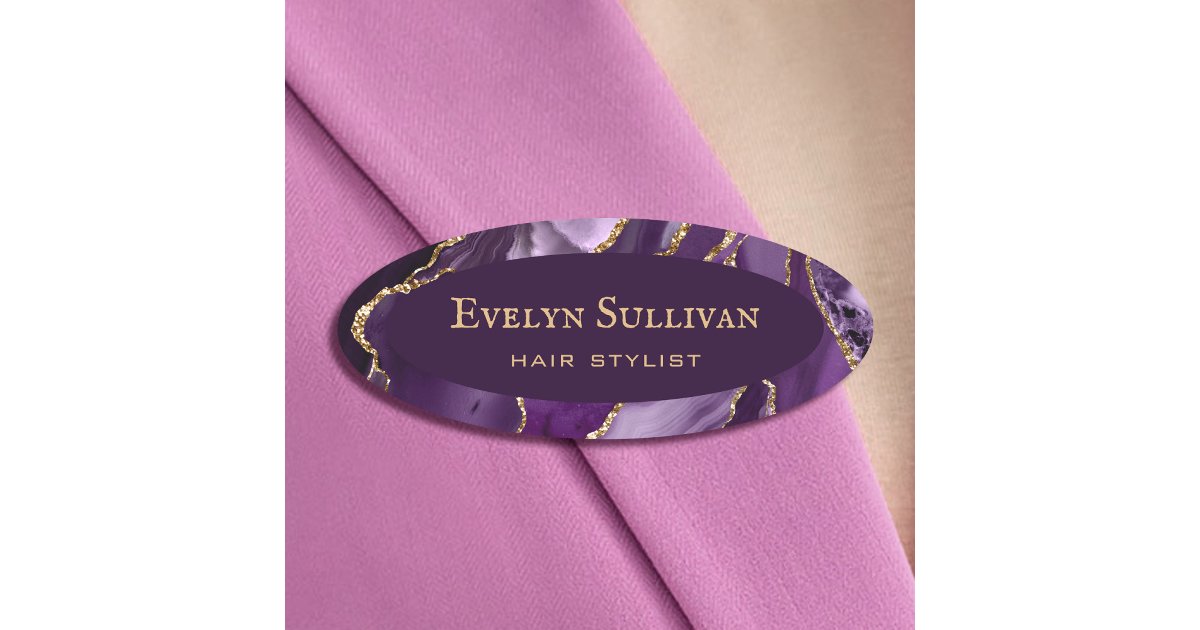 Purple Gold Agate Name Tag | Zazzle