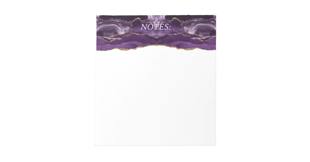 Purple & Gold Agate Personalized Note Pad | Zazzle