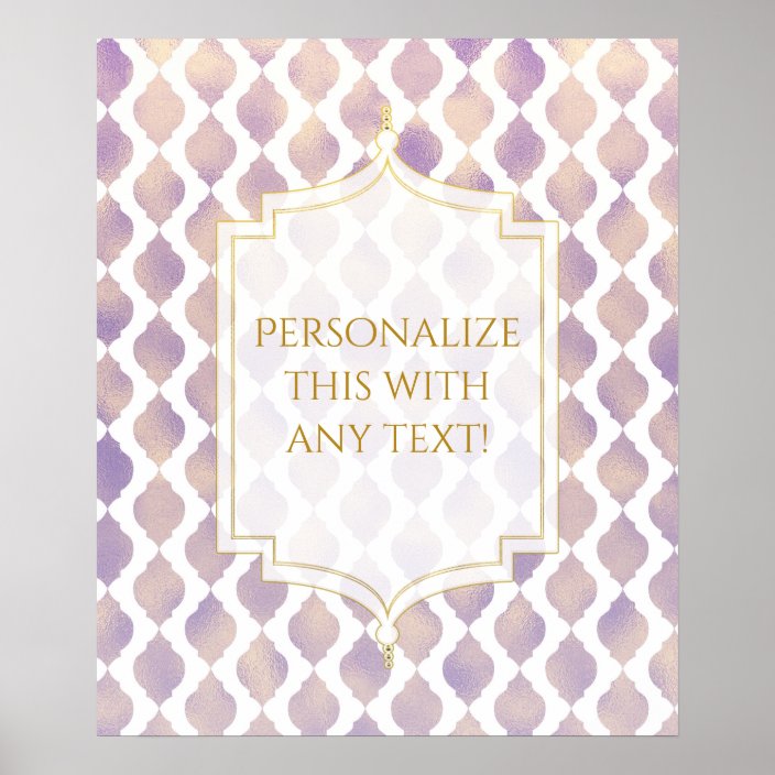 Purple Gold Arabian Moroccan Theme Custom Party Poster | Zazzle.com