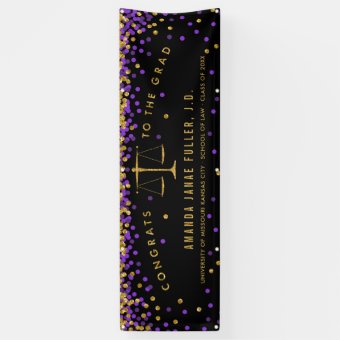 Purple & Gold Banner Law School Graduation Party | Zazzle