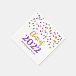 Purple Gold Confetti Class of 2022 Napkins | Zazzle