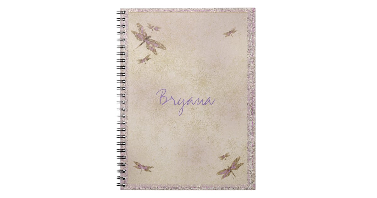 Purple & Gold Dragonflies Dragonfly Journal Custom | Zazzle