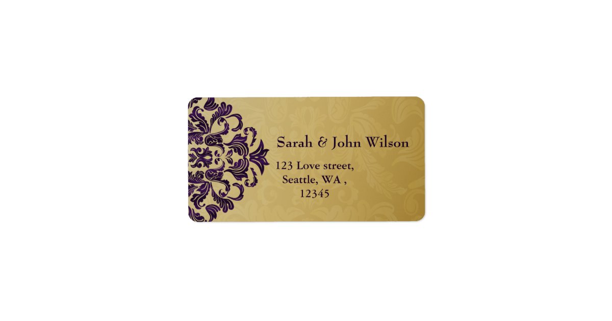 purple gold elegance return address label | Zazzle