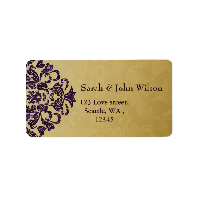 purple gold elegance return address label | Zazzle