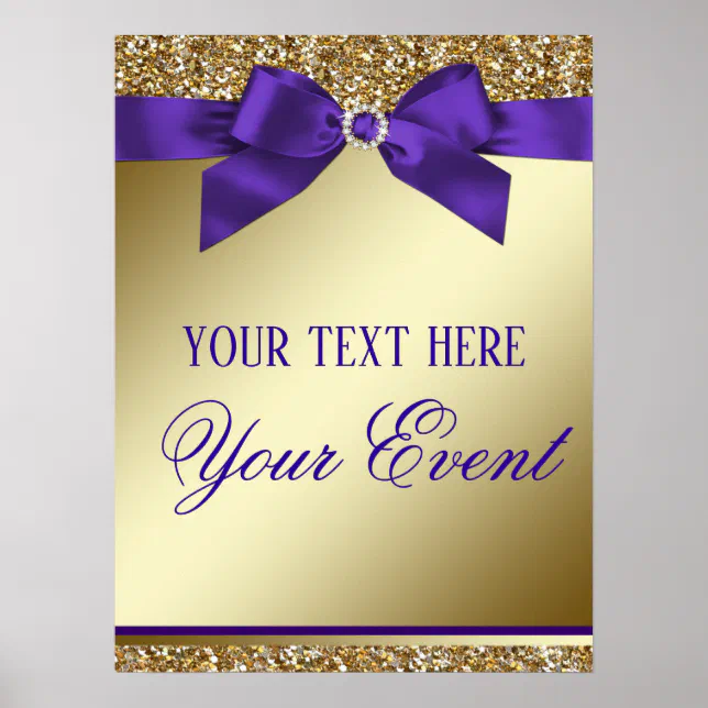 Purple Gold Elegant Event Welcome Sign | Zazzle