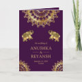 Purple Gold Ethnic Elephant Indian QR Code Wedding Invitation | Zazzle