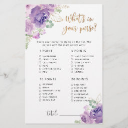 Purple gold floral what's in your purse game | Zazzle