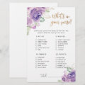 Purple gold floral what's in your purse game | Zazzle