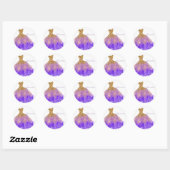 Purple & Gold Glitter Glam Dress Birthday Party Classic Round Sticker ...