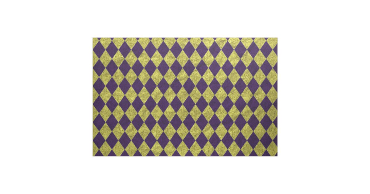 Purple & Gold Jester Harlequin Fabric | Zazzle