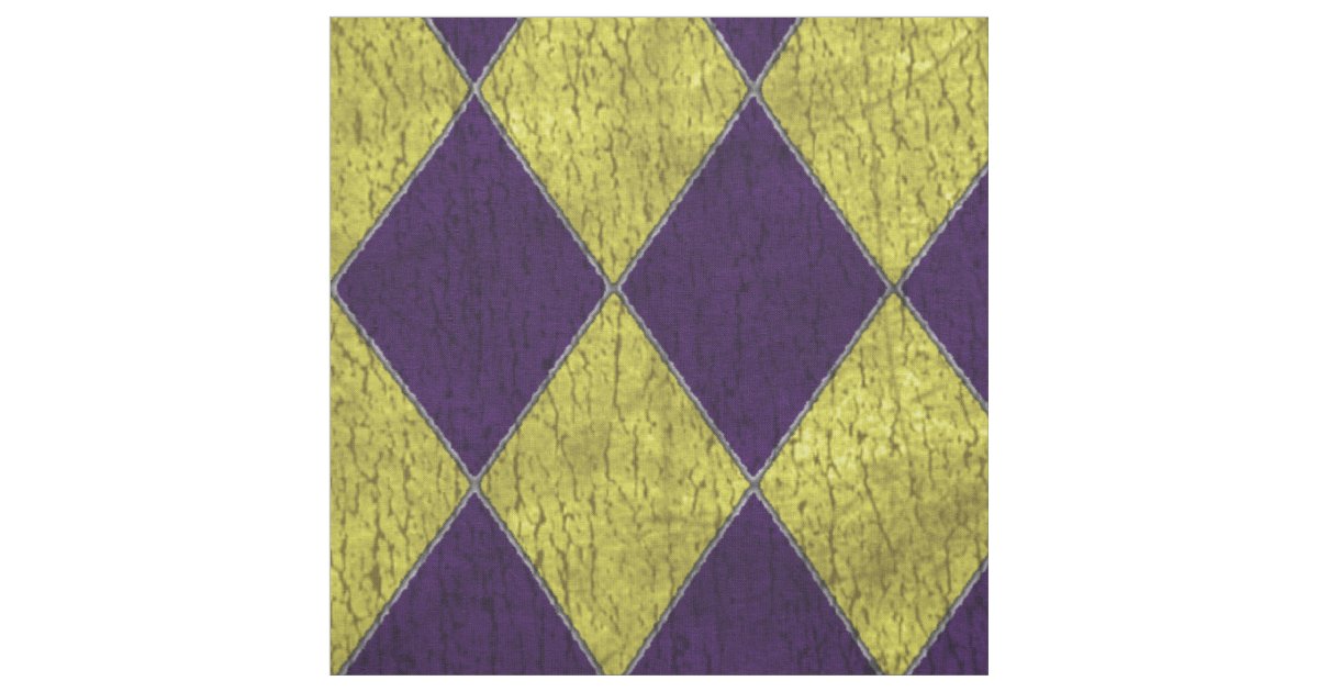 Purple & Gold Jester Harlequin Fabric | Zazzle
