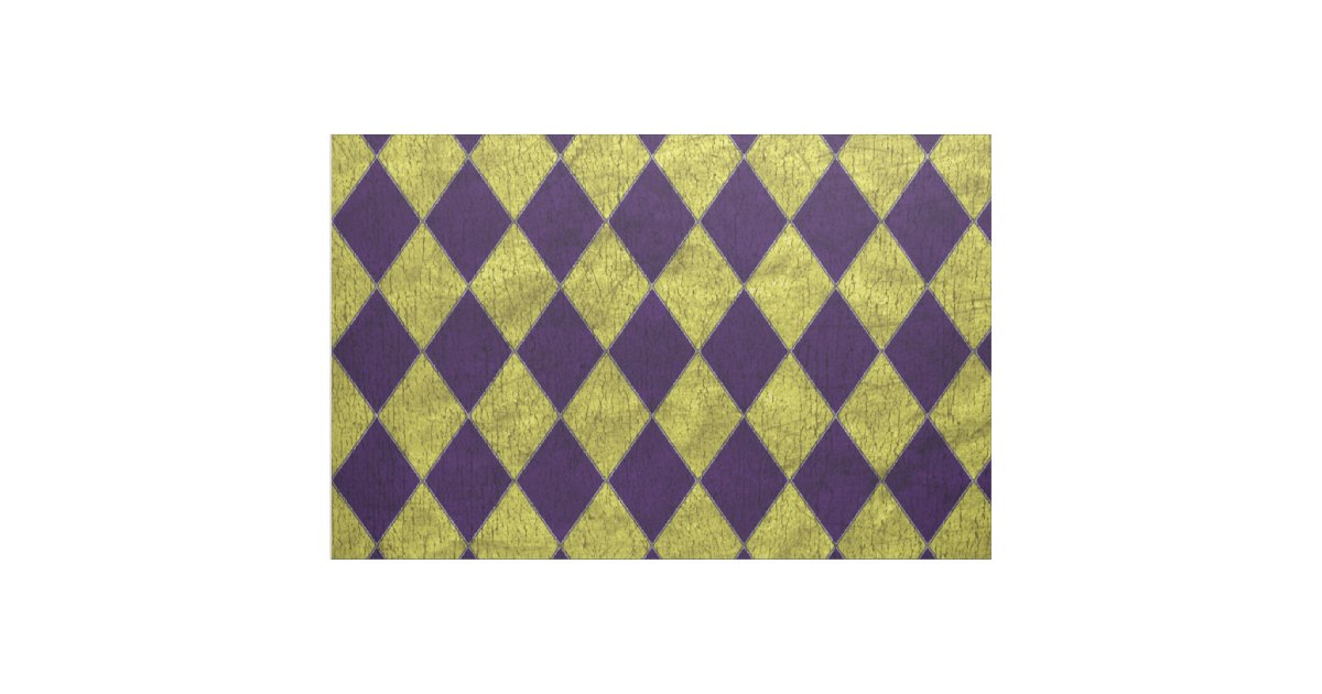 Purple & Gold Jester Harlequin Fabric | Zazzle