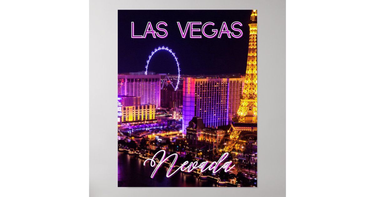 Purple & Gold Las Vegas Vibes Nevada Skyline Poster | Zazzle