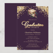 Purple Gold Law Medical School Graduation Party Invitation | Zazzle