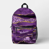 Purple Gold Marble Custom Your Name Backpack | Zazzle