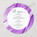 Purple Gold Round Menu Card | Zazzle