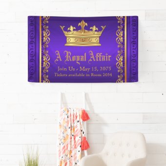 Purple Gold Royal Crown Banner | Zazzle