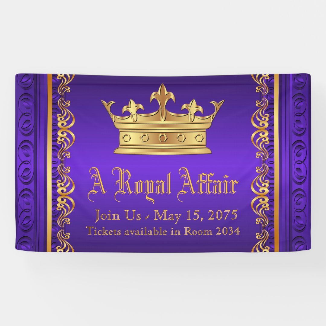 Purple Gold Royal Crown Banner | Zazzle