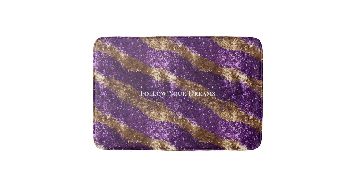 Purple Gold Sparkle Glitter Bath Mat | Zazzle
