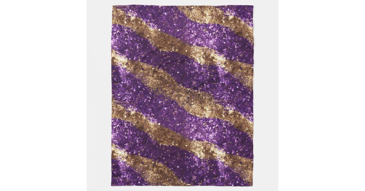 Purple Gold Sparkle Glitter Girly Fleece Blanket | Zazzle