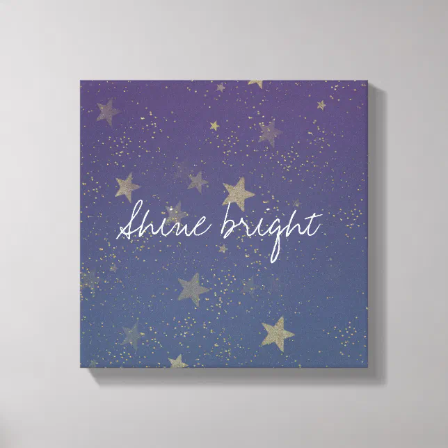 Purple Gold Stars Confetti Canvas Print | Zazzle