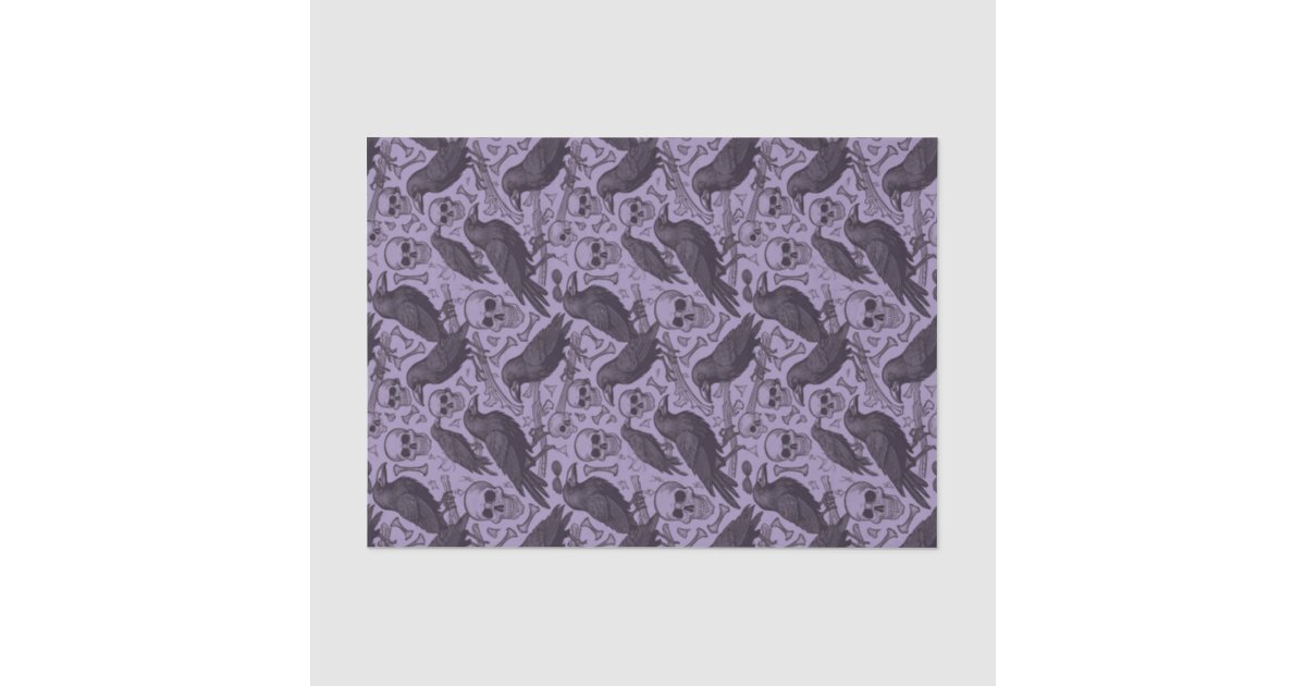 Purple Goth Skull & Raven, Midnight Macabre Tissue Paper | Zazzle