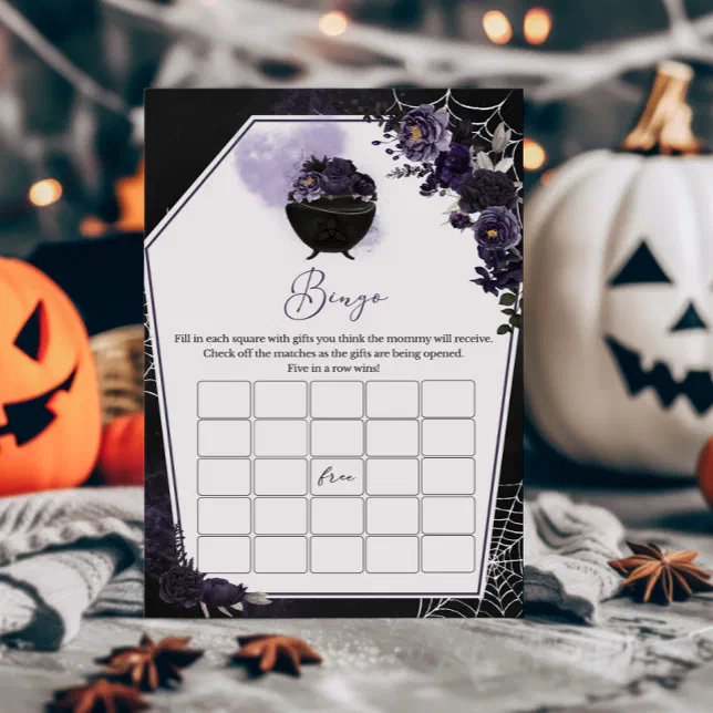 Purple Gothic Floral Baby Shower Bingo Game | Zazzle
