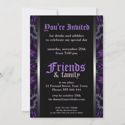 Purple Gothic Moon Theme Party Invitation | Zazzle