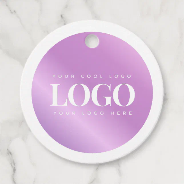 Purple Gradient Business Company Custom Logo Favor Tags | Zazzle