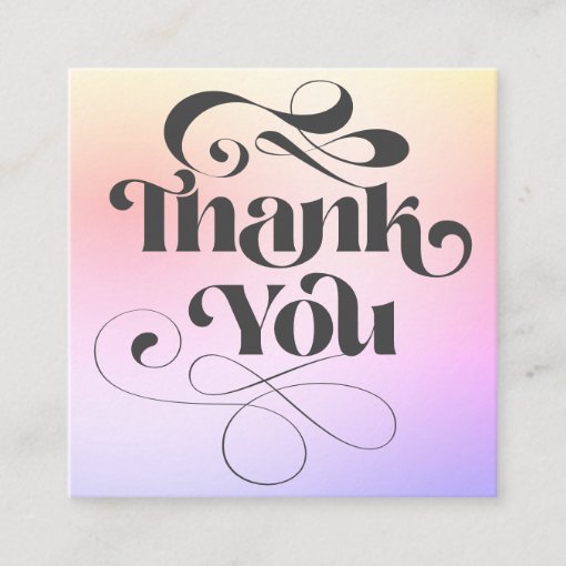 Purple gradient cool retro script order thank you square business card ...