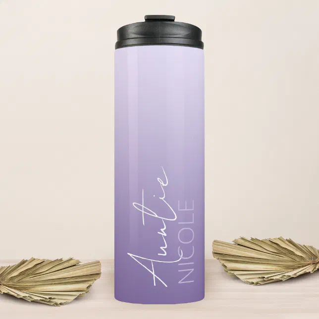 Purple Gradient Handwriting Personalized Auntie Thermal Tumbler | Zazzle Purple Gradient Handwriting Personalized Auntie Thermal Tumbler | Zazzle